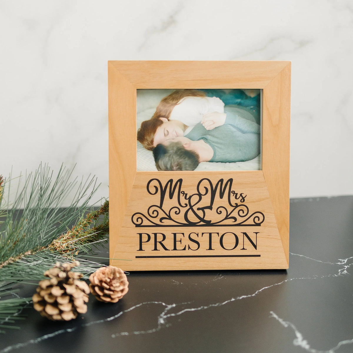 Mr & Mrs Personalized Wood Photo Frame - Mr Mrs Picture Frame ...